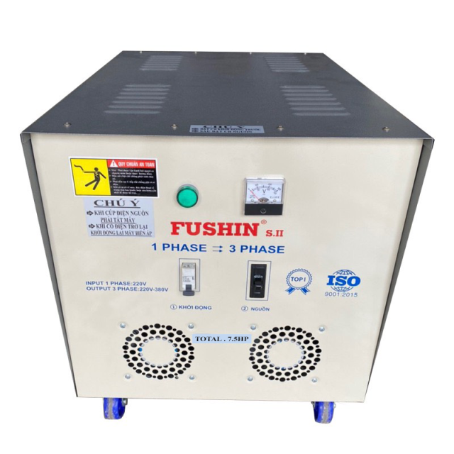 Biến áp 1 Pha 220V ra 3 Pha 380V/220V - 7.5HP Fushin